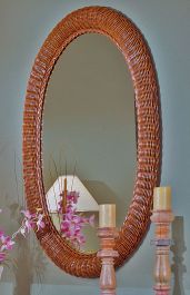 Wicker Mirror, Teawash Brown XL Oval 30" x 39"