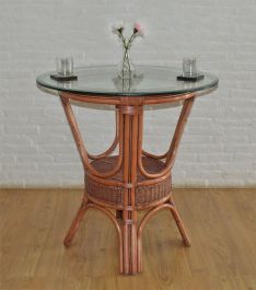 Pole Rattan 36" Counter Height Table with Glass Top
