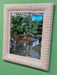 Wicker Mirror, Rectangular Whitewash 27" x 34"