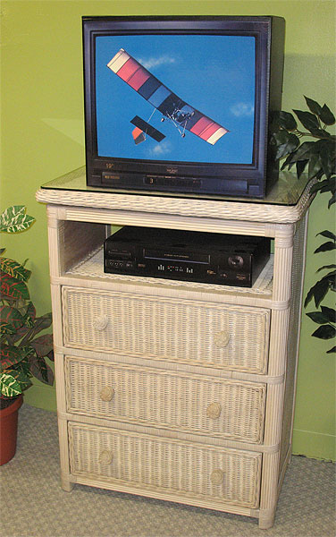 Pavilion 3-Drawer Swivel Top Wicker TV. Stand